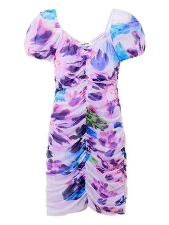 Desigual robe fleurie à manches bouffantes - Rose