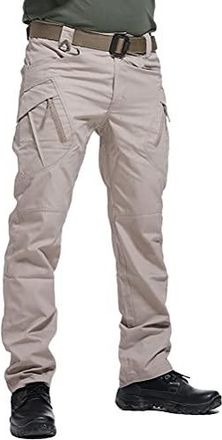 ORANDESIGNE Homme Pantalon Cargo en Coton Multi Poches Combat de Travail Tactique pour Casual Activités en Plein Air C Kaki S