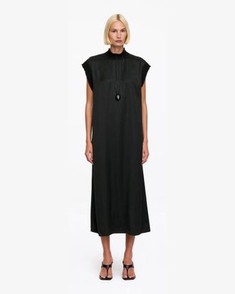 Arket Midikleid Mit Smokdetails -Schwarz