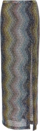 Missoni Femme, Jupes, Multicolore, Taille: 42 FR Long Skirt in Viscose Lam&eacute; with Zig Zag Motif