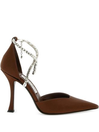 Jimmy Choo London escarpins Stevie &agrave; brides cheville &agrave; cristaux - Marron