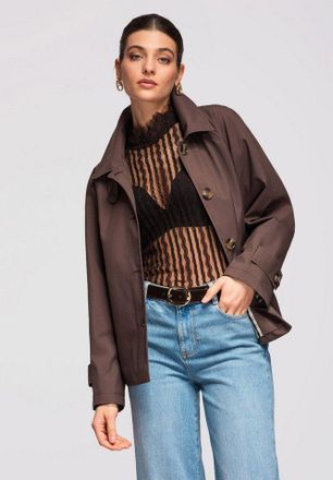 Ombre Trenchcoat Eleganter Damen-Kurzmantel im klassischen Stil Gerader, leicht oversized geschnittener Fit