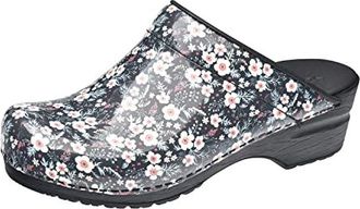 Sanita Isalena | Sabots Ouvert | Produit Original Fabriqué à la Main pour Femme | Assise Plantaire de Forme Anatomique avec Mousse Souple | Noir | 36 EU