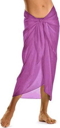 TOSKATOK Femmes Filles Sexy Couvre Plage élégante Robe Jupe jusquà Sarong en Couleurs Unies-Taille Unique-Purple