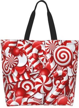 Generic Canne De No&euml;l Rouges Et Blanches Sac Cabas R&eacute;utilisable Sacs De Courses D&eacute;contract&eacute; Sac Fourre Tout Pour Universit&eacute; Voyage Plage