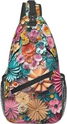 Generic Sac &agrave; bandouli&egrave;re color&eacute; en forme de fleurs en papier pour homme, sac &agrave; dos de randonn&eacute;e