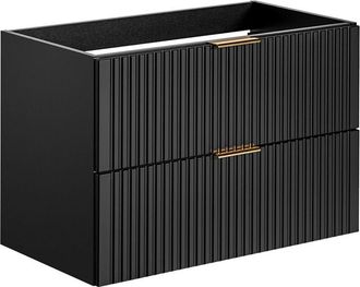 Vente-Unique Vente-unique - Meuble sous vasque suspendu stri&eacute; - Noir - L80 cm - zevara