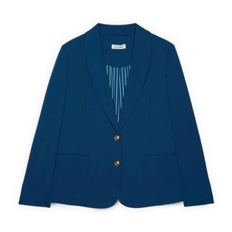 Fiorella Rubino Blazer court en tissu stretch - Femme - Vestes - Bleu - Taille: 46 FR