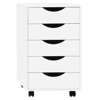 Woltu Rollcontainer mit 5 Schubladen, mobiler Aktenschrank mit Rollen, Schubladenschrank B&uuml;roschrank B&uuml;rocontainer, Schreibtisch Unterschrank, f&uuml;r B&uuml;ro Zuha