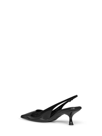 Prada Womens Pumps Slingback Brushed Calf Leather Black High Heel Shoes