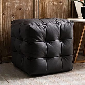 Generic Leder Ottoman Fußstütze Hocker, Solid Color Fußhocker Würfel Ottoman Pouf, Moderne Couch Hocker/Dunkelgrau/45 * 45 * 45Cm(18 * 18 * 18Inch)