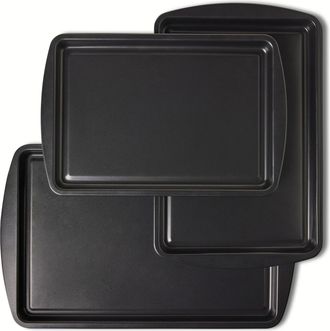 Amazon Basics Antihaft-Backbleche 3-Teiliges Set, Stapelbar, Sp&uuml;lmaschinen- und Ofenfest