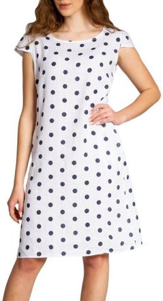 CASPAR Fashion Sommerkleid SKL024 knielanges Damen Sommer Leinenkleid mit Punkte Print Luftig leicht, figurumspielende Form, mit seitlichem Jersey-Einsatz