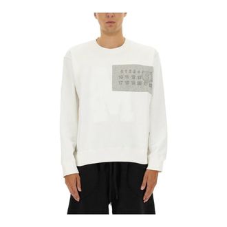 Maison Margiela Rundhals-Sweatshirt mit numerischem Print-Taschen-Detail - - Sweatshirts & Hoodies - Herren - Wei&szlig; - M