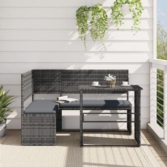 vidaXL Canap&eacute; de jardin avec table et coussins en forme de l gris Vidaxl