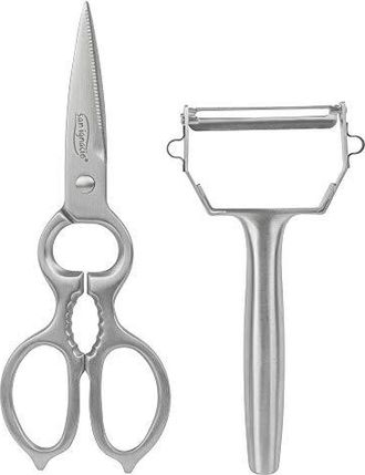 San Ignacio Vitoria - Set von 2 Utensilien K&uuml;che 1 Schere 20,5 cm + Peter 16 cm - Hergestellt in Edelstahl - Ultra -resistent