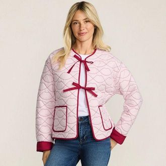 Lands End x Lulu Guinness Lips Steppjacke, Damen, Größe:32-34 regular, Pink, Baumwolle, by Lands End
