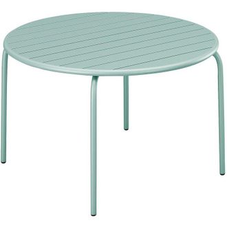 Vente-Unique Table de jardin ronde D.130 cm en m&eacute;tal - Vert amande - MIRMANDE de MYLIA