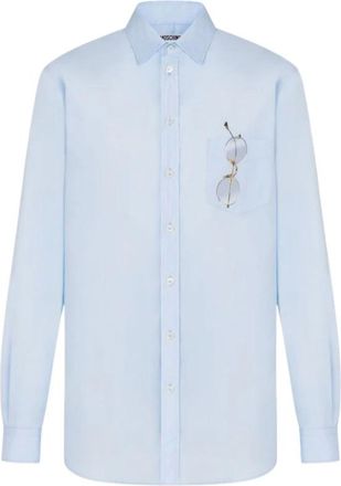 Moschino Homme, Chemises, Bleu, Taille: XL Chemise Imprim&eacute;e en Popeline de Coton