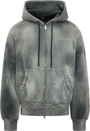 Amiri Homme, Sweatshirts et sweats &agrave; capuche, Noir, Taille: M Bones Studded Oversized Zip Sweat &agrave; capuche