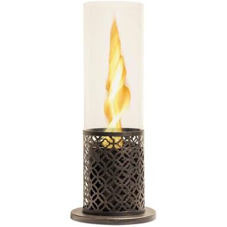 Dmora Dmora - Bioethanol-Kamin Dschwellensatt, &Ouml;kologischer Kamin, Rauchfreies Feuer, Heizung mit Ethanol, Made in Italy, 20x20 h50 cm, Schwarz und Gold