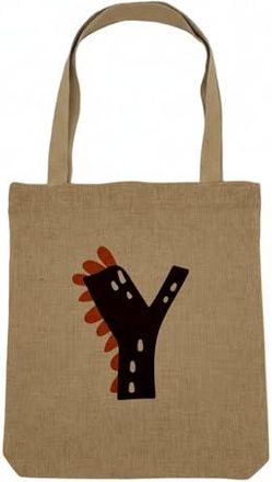 Fabulous Sac Shopping Tote Bag Aspect Lin - Y Younes Yasmina Lettre Pr&eacute;nom Dinosaure Dessin Enfant - Sac de Courses Toile Epaisse 360g Beige Naturel Cabas Port