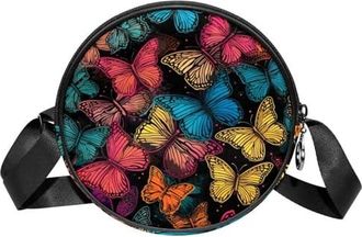Generic Sac &agrave; bandouli&egrave;re rond pour femme, petit sac &agrave; bandouli&egrave;re avec fermeture &eacute;clair, bretelles r&eacute;glables, style d&eacute;contract&eacute;, pour femmes et filles