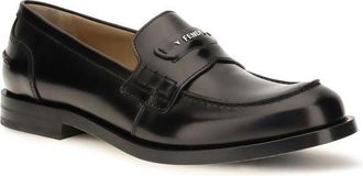 Fendi Mens Black Calf Leather Bos Taurus Slip-On Loafers