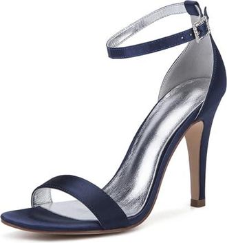 Generic Mariée Hauts Talons Sandales Chaussures De Mariage Sexy Open Toe Bureau Travail Soir Talons Hauts 10.5Cm,Dark Blue,38 EU