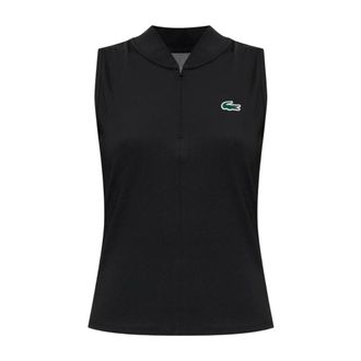 Lacoste Polo de tennis sans manches stretch bi-mati&egrave;re - Femme - Sport - Noir - Taille: 36 FR