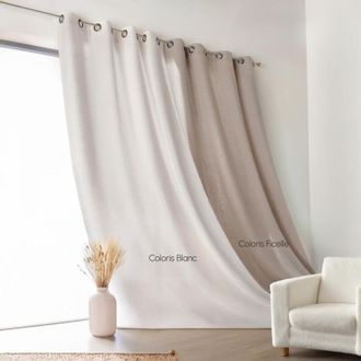 HOME MAISON Rideau Naturel en 100% Lin Blanc 135x260 cm