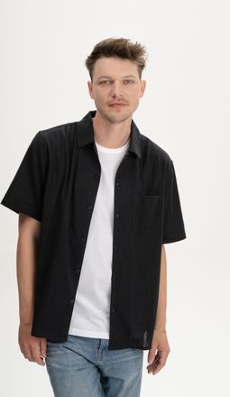 Mela Herren vegan Kurzarmhemd Vivek Charcoal Schwarz