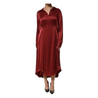 Fabiana Filippi Burgund Satin Lang Kleid - - Dresses - Damen - Braun - L