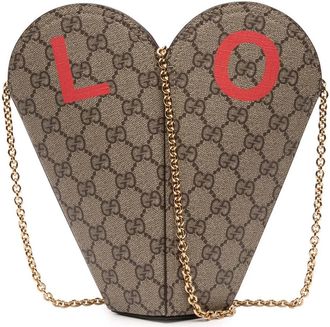 Gucci Hobo Bags - Valentines Day GG Supreme Love Heart Bag - Gr. unisize - in Braun - für Damen