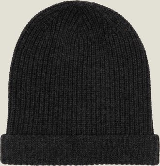 Luca Faloni Mütze in Anthrazitgrau aus Grobstrick Kaschmir (4-fädig) für Herren