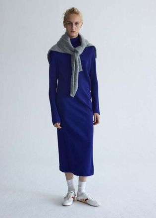 Mango Robe midi col montant bleu - Femme - XS - MANGO