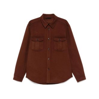 Brioni Schokoladenbraunes Geb&uuml;rstetes Wollhemd - - Jackets - Herren - Braun - M