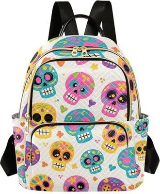 Mnsruu Mini sac à dos pour femme, motif tête de mort, squelette, jaune sucre, petit sac à dos tendance pour femme, Multi984, M