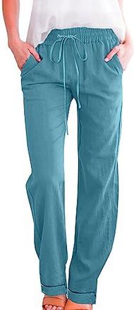 Generic Black of Friday 2024 Pantalon Fleurs Femme Pantalon Fluide Elastique Cheville Pantalon Cargo Femme Coupe Droite Pantalon Femme Ample Deals of The Day 