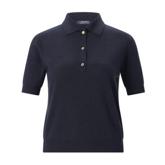 Max Mara Polo-Pullover aus Baumwolle- Seide und Kaschmir - - Tops - Damen - Blau - M