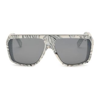 Philipp Plein Homme, Accessoires, Blanc, Taille: ONE Size Rectangular Oversize Hexagon Lunettes de soleil