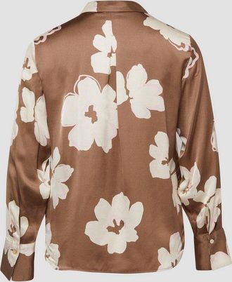 s.Oliver Langarmbluse Bluse Longbluse aus Satin mit All-over-Print