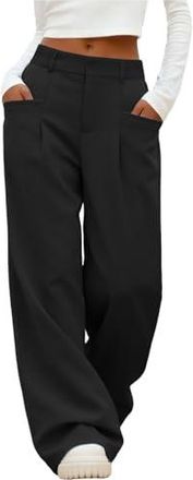 Generic Pantalon de costume pour femme - Pantalon large - D&eacute;contract&eacute; - Taille haute - Avec poches - &Eacute;l&eacute;gant - Pantalon extensible - Pour le bureau, les loisi