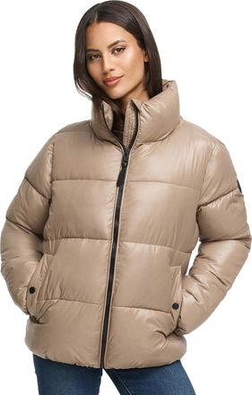 Marikoo Damen Winterjacke (S-3XL) - gesteppt, hochschlie&szlig;ender Kragen, leicht - N071 - TaupeGrey Gr&ouml;&szlig;e XXL - Gr.XXL