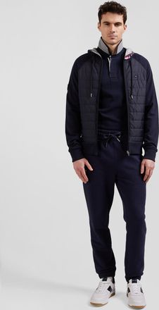 Eden Park Sweatshirt &Agrave; Capuche Zipp&eacute; Xv De France En Coton M&eacute;lang&eacute; Et Parmenture Bleu Marine Coupe Regular