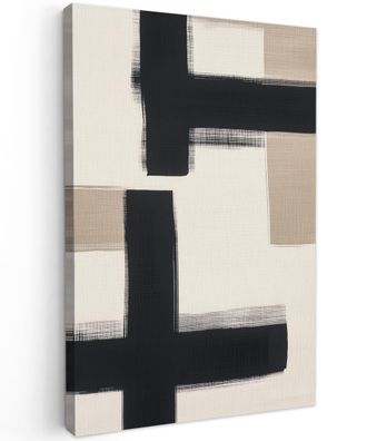 MuchoWow &copy; Leinwandbilder 40x60 cm Wall Art Decoration Bilder f&uuml;r die Wand Schlafzimmer Deko Canvas Painting Wanddekoration Wohnzimmer Schwarz - Abstrakt - Jap