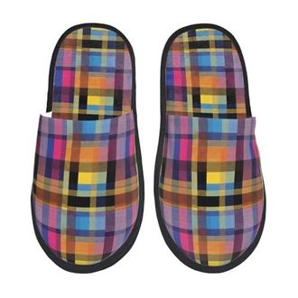 Generic Unisex Pantoufles Carreaux g&eacute;om&eacute;triques Chausson Maison L&eacute;g&egrave;re Chaussons dint&eacute;rieur pour Maison Adulte Femme M