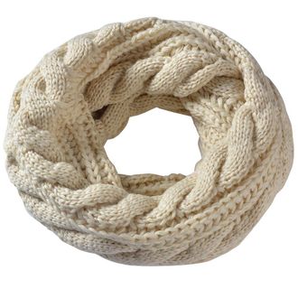 Miobo Zopfmuster Stricken Loopschal Wolle warmen Winter Dicke Schal Schleife Kreis Schal Gestrickte Rundschal Schlauchschal (Beige)
