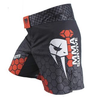 sotf Boxshorts f&uuml;r Herren, Training, Kampfshorts, MMA, BJJ, Shorts No Gi, Schwarz Rot