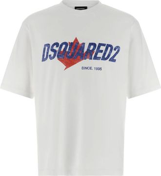 Dsquared2 Homme, Tops, Blanc, Taille: XL T-shirt Rider